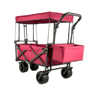 Collapsible Wagon Cart Red, Foldable Wagon Cart Removable Canopy 600D ...